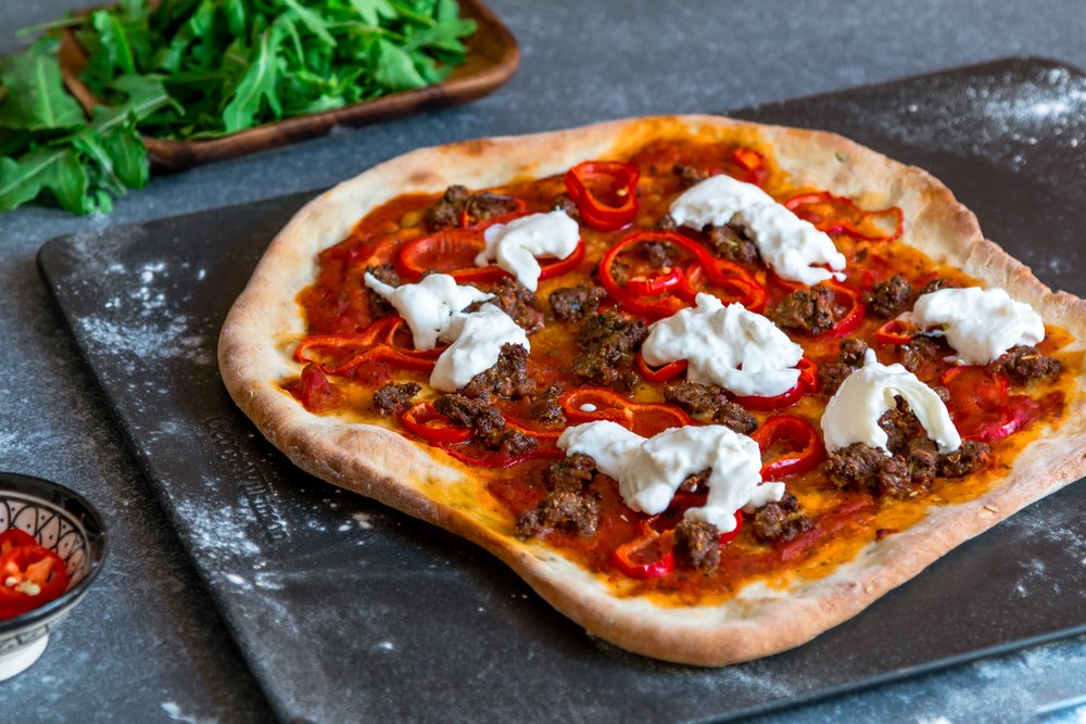 Merguez, Red Pepper and Burrata Pizza — My Moroccan Food