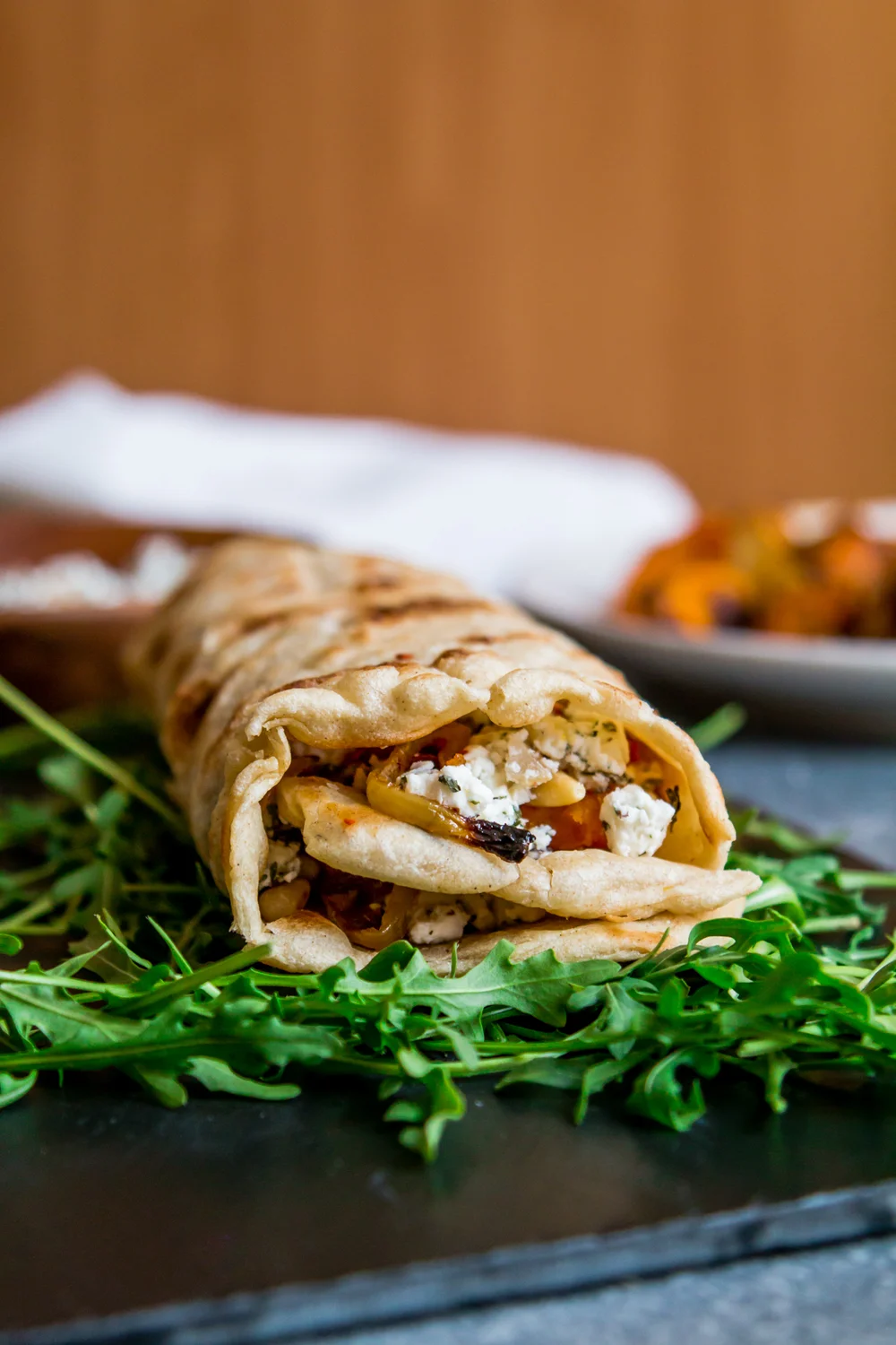 Ras El Hanout Sweet Potato + Feta, Mint and Preserved Lemon Msemen Wrap ...