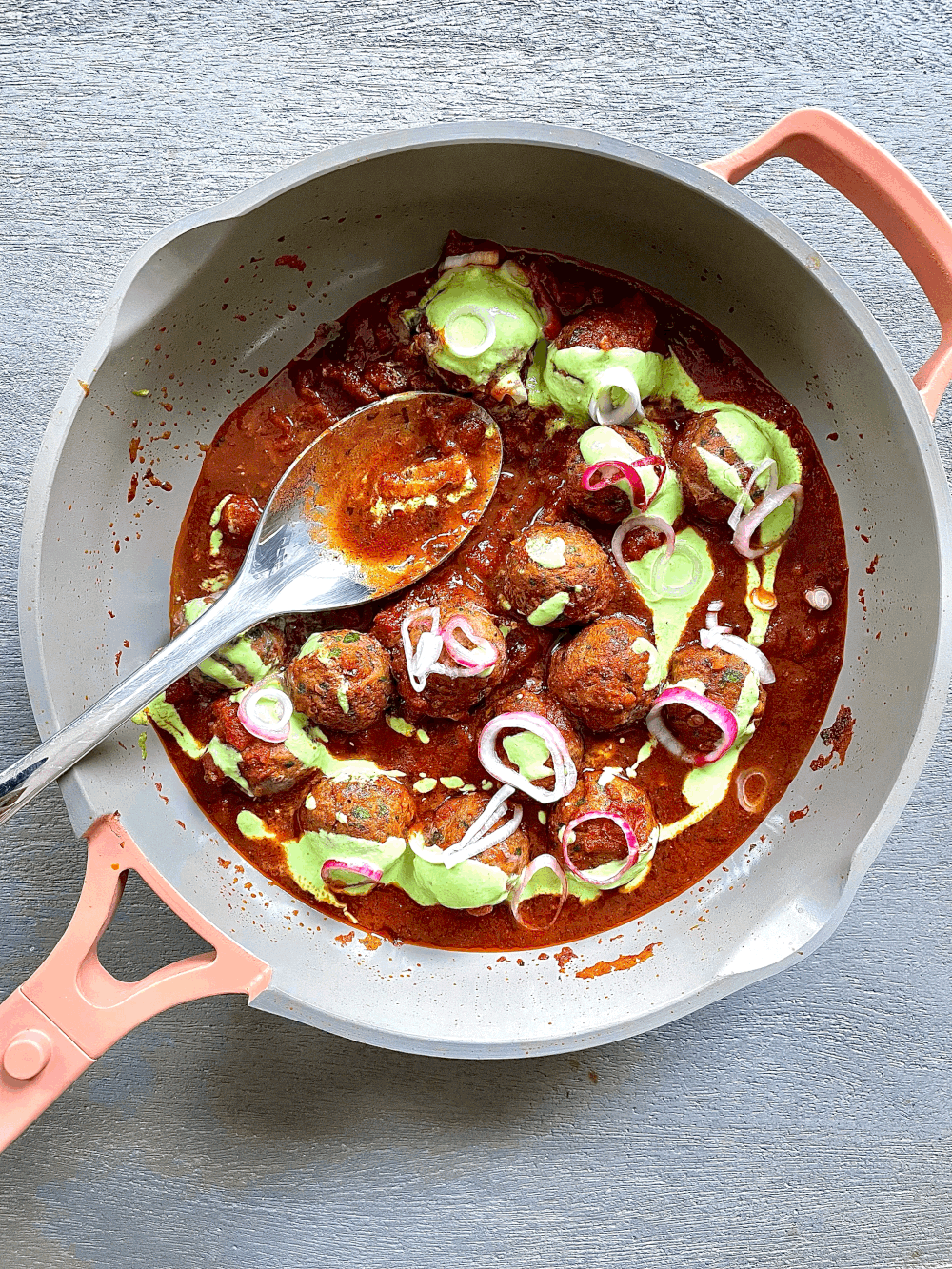 Kefta meatballs and tomato sauce tagine with jalapeño & herb yoghurt ...