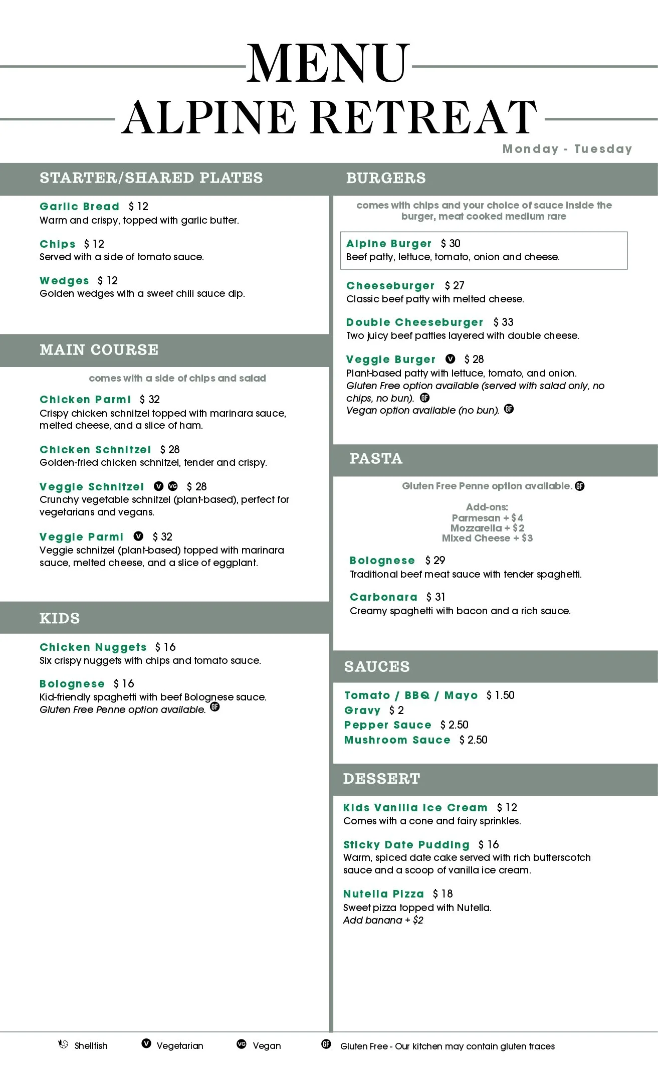 Monday and Tuesday Nights