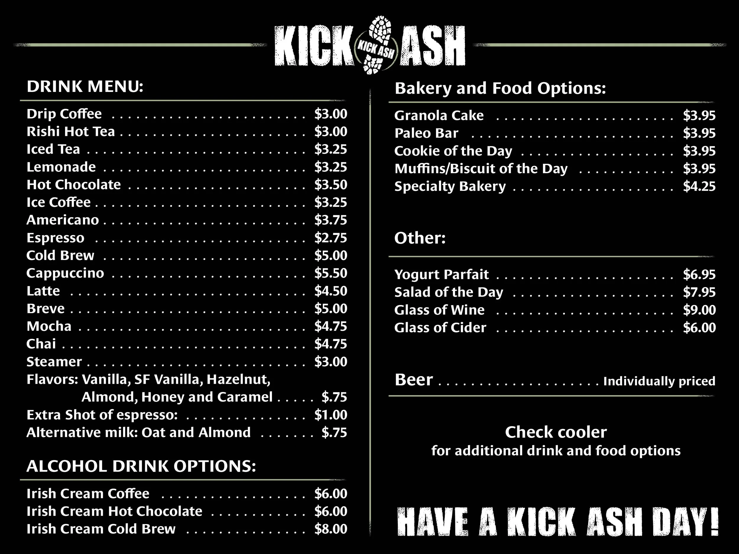 Menu — Kick Ash Products