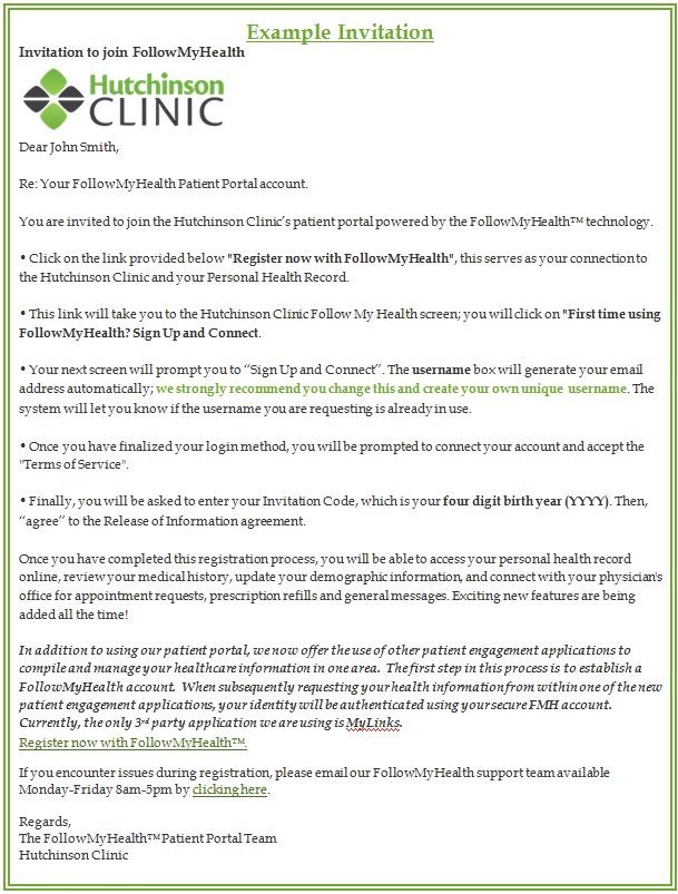 Follow My Health - Sign Up — Hutchinson Clinic