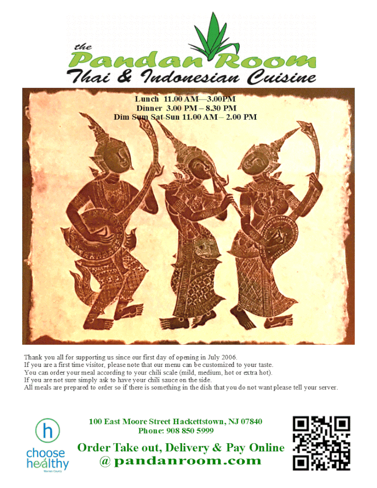 Dinner Menu & Catering — Pandan Room