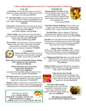 Dinner Menu & Catering — Pandan Room