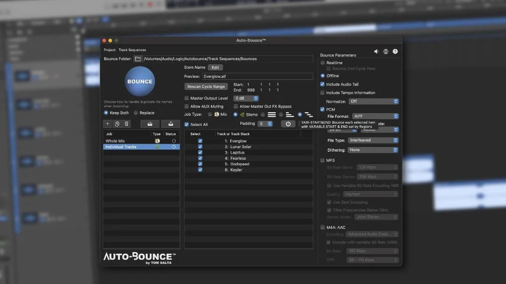 Auto-Bounce by Tom Salta - Automated Bounces For Logic Pro | Production Expert