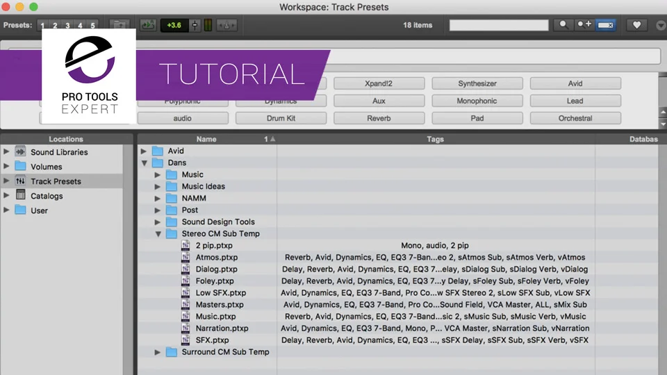 Tutorial - Using Pro Tools Track Presets In Audio Post Production To ...
