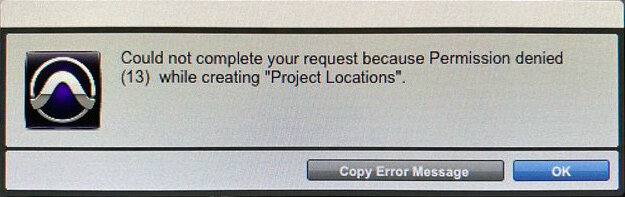 Pro Tools Error - Permission Denied (13) While Creating... We Have ...