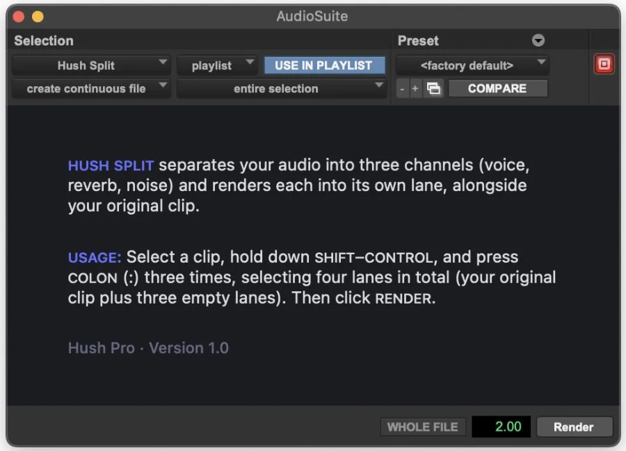 Hush Pro AI-Powered Dialogue Repair AAX Plugin Released | Production Expert