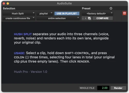 Hush Pro AI-Powered Dialogue Repair AAX Plugin Released | Audio ...