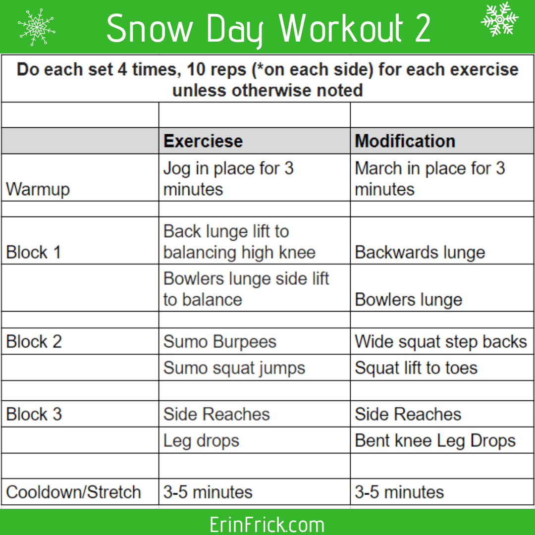 Snow Day Body Weight Workouts — ERIN FRICK Fitness & Life Coach