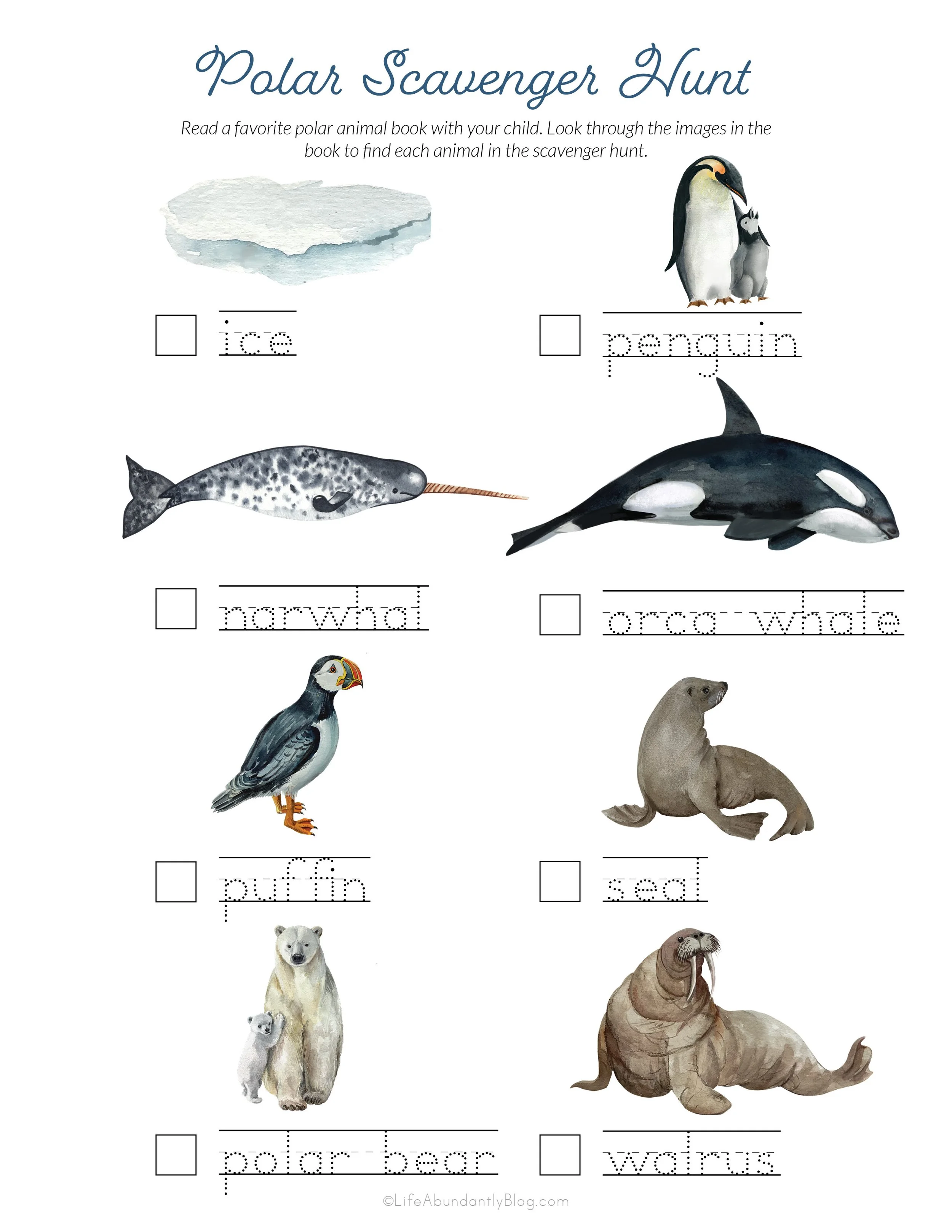 FREE Polar Animals Fun Pack! — Life, Abundantly