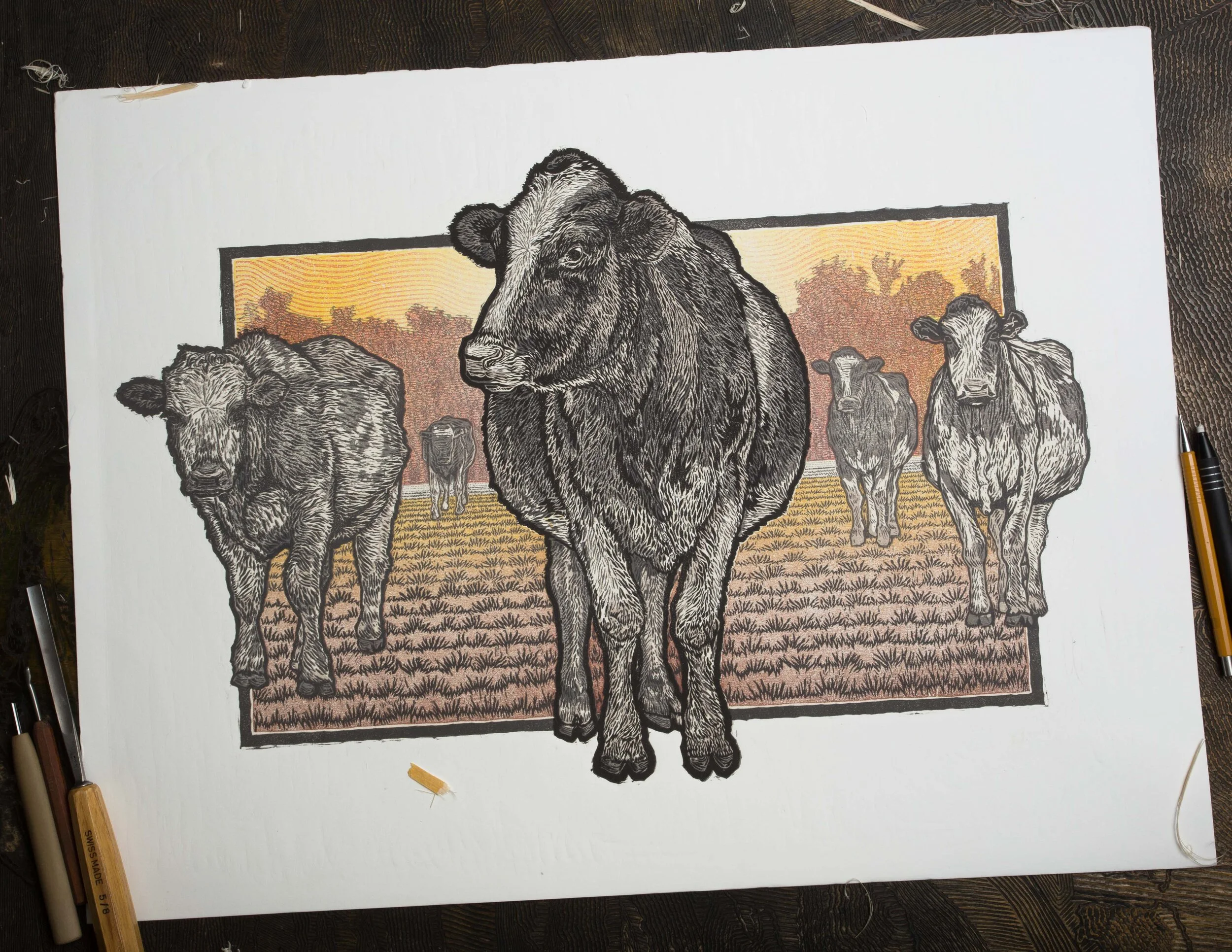 Stanley Leonard Studio: Woodcut Relief Prints