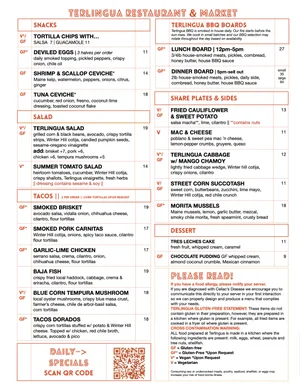 Menu — TERLINGUA RESTAURANT & MARKET
