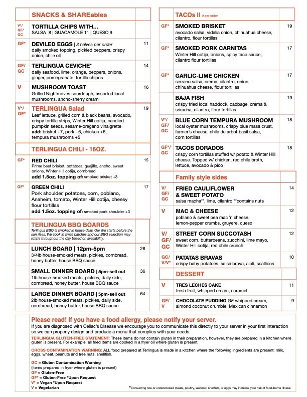 THE MENUS — Terlingua