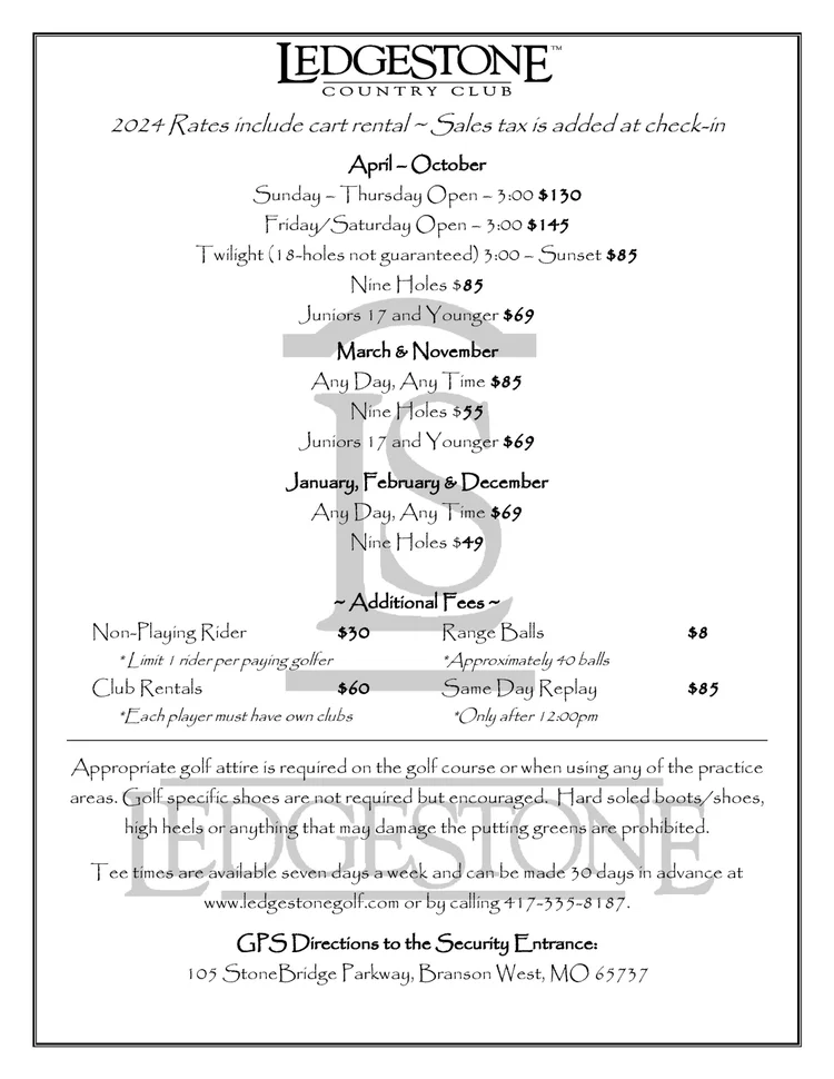 Golf Rates & Tee Times in Branson, MO - Ledgestone Country Club