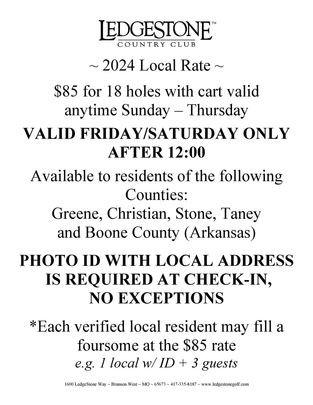 LedgeStone Country Club Local Rate in Branson, MO