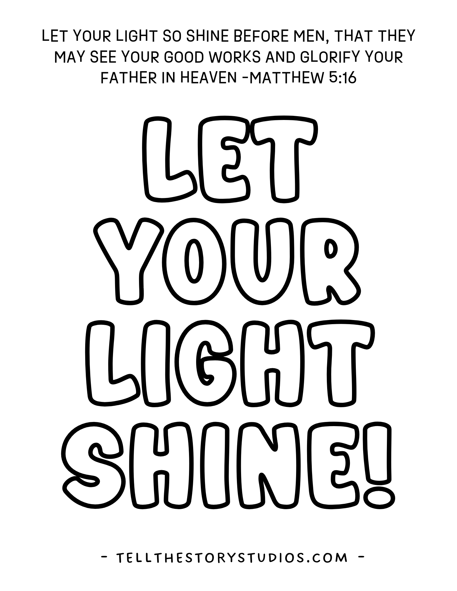 Free Christian Coloring Page – Let Your Light Shine (Matthew 5:16 ...