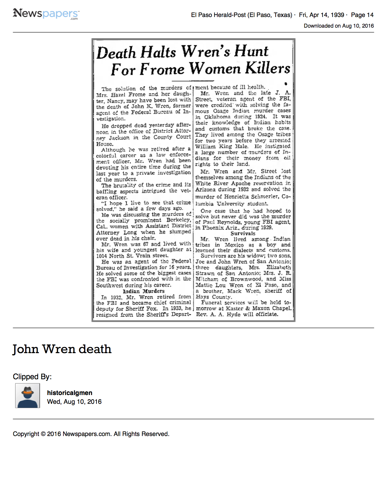 The Osage Indian Murders - Author Jim Doherty