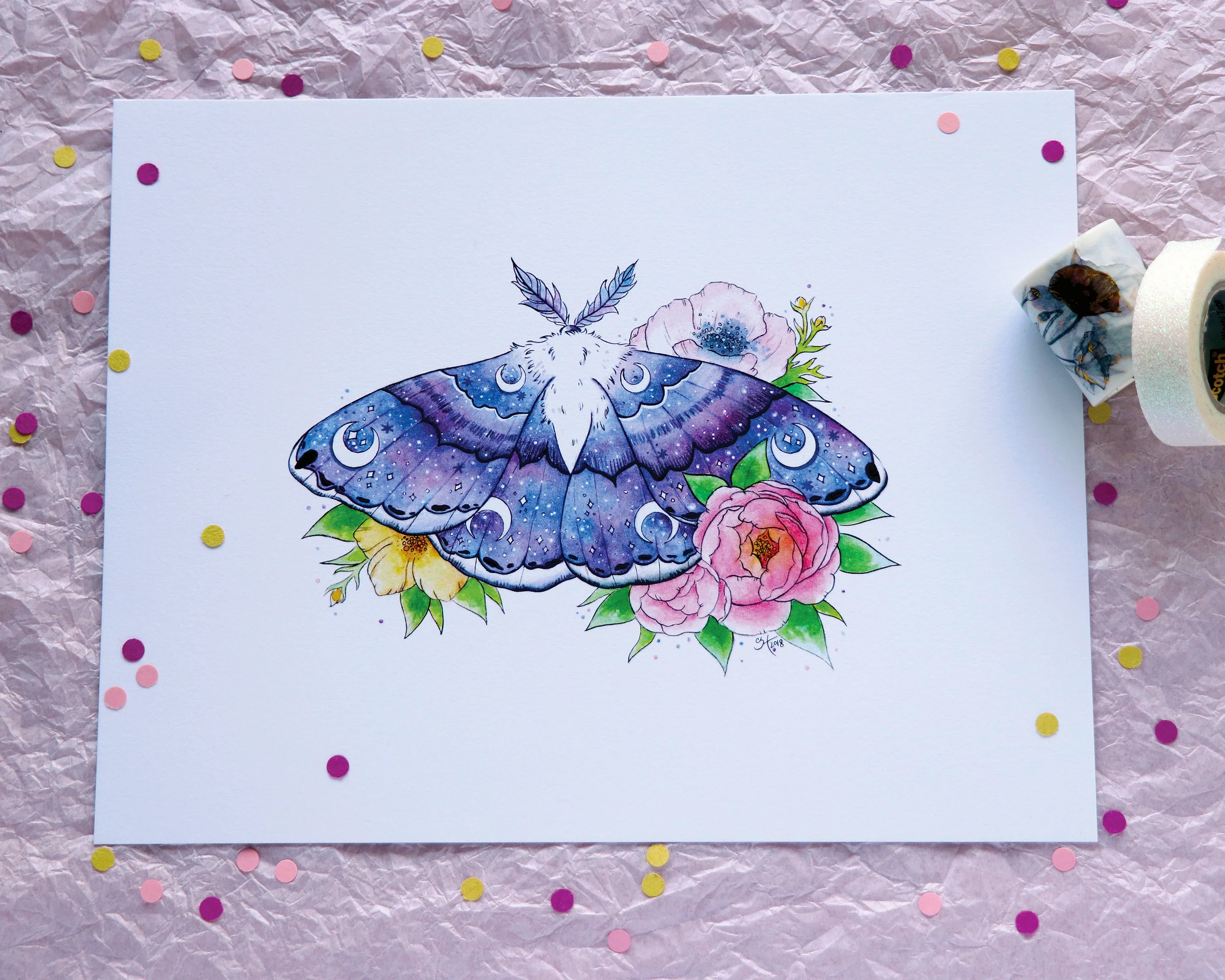 Paper & Party Supplies Paper Stickers, Labels & Tags Galaxy Moth etna ...