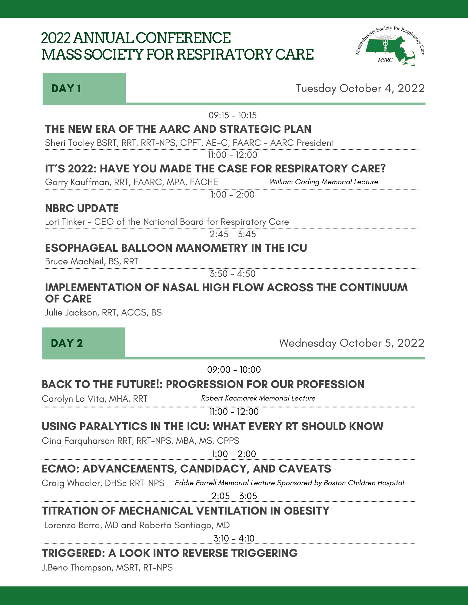 2022 Conference — Massachusetts Society of Respiratory Care