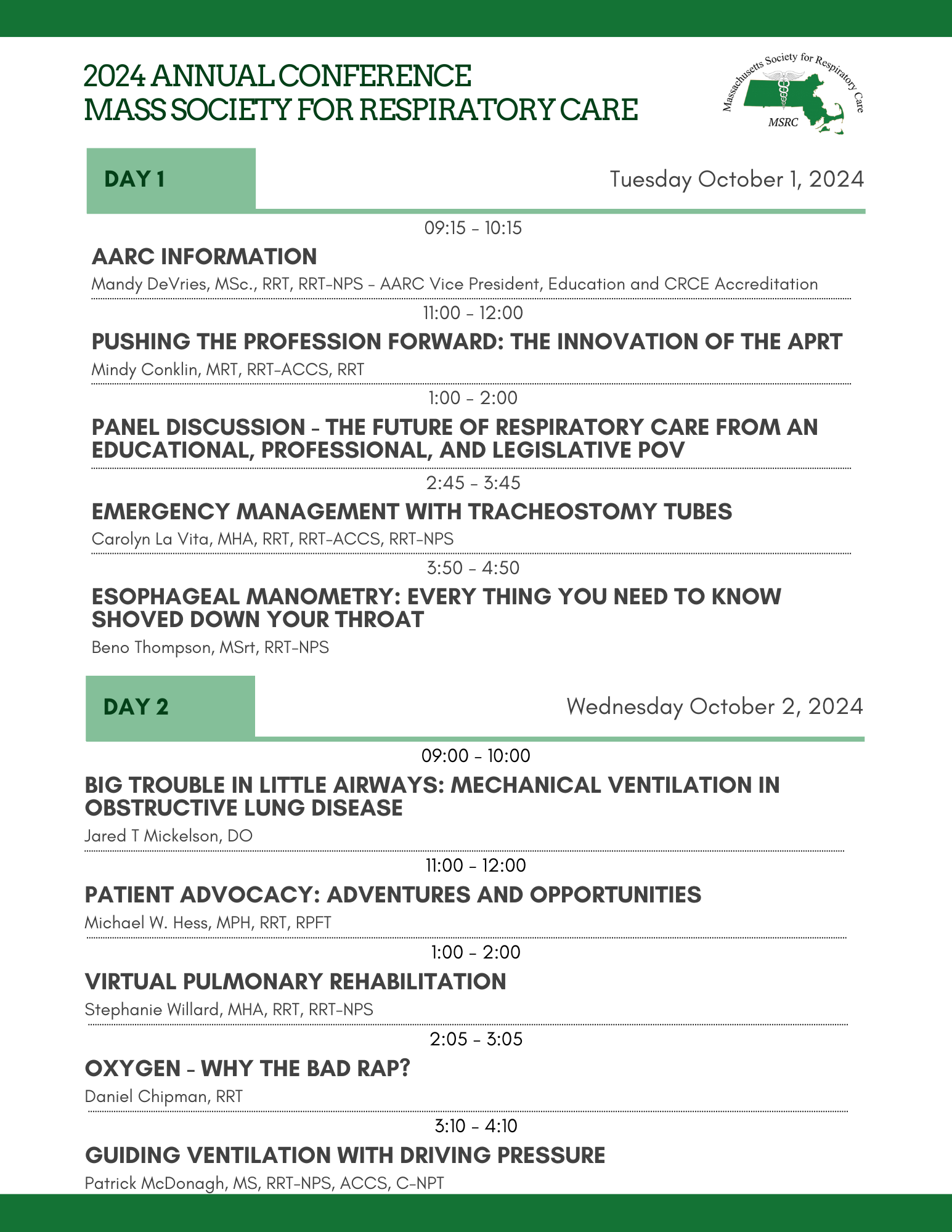 2024 Conference — Massachusetts Society of Respiratory Care