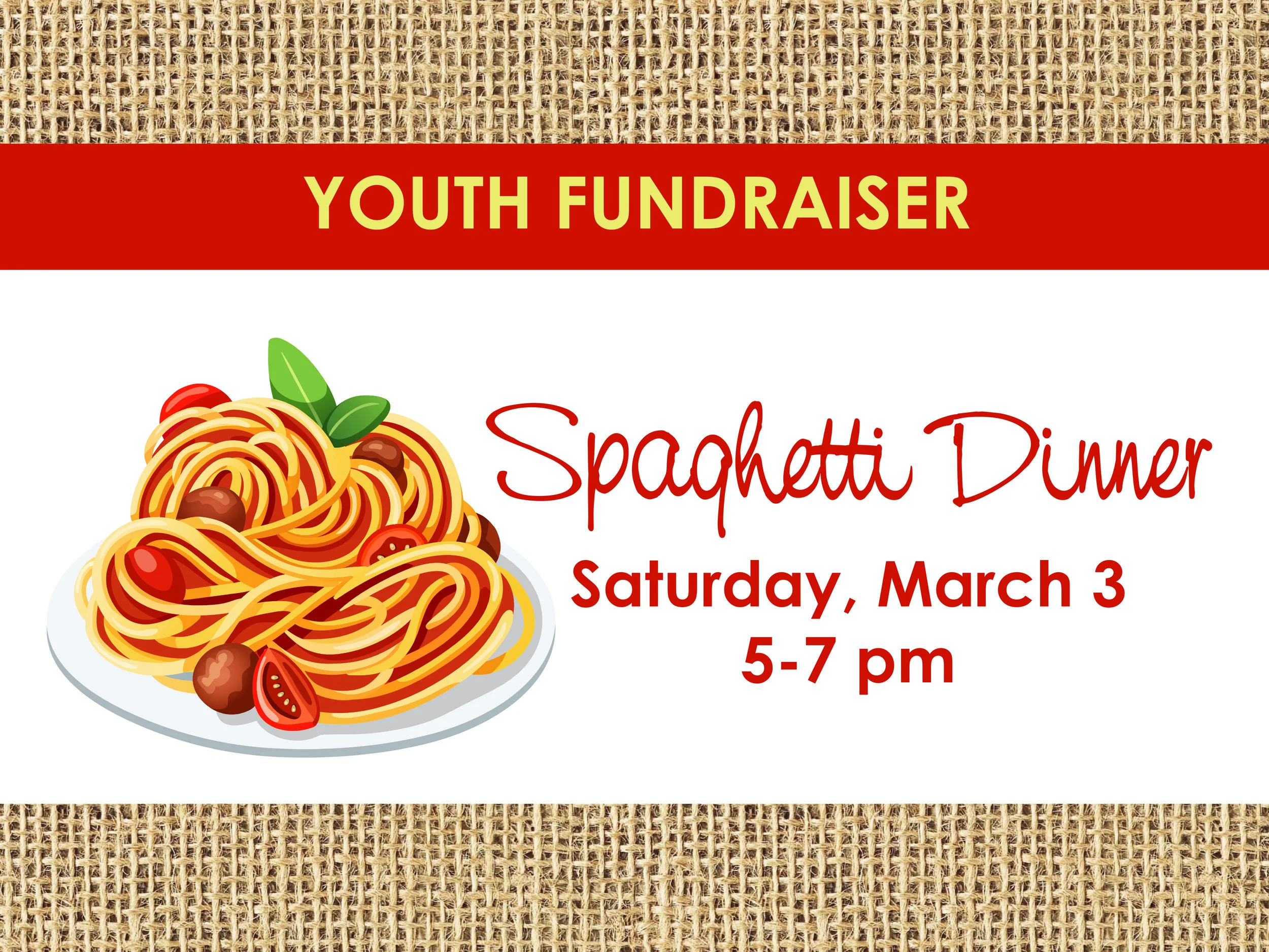 Youth Spaghetti Dinner Fundraiser