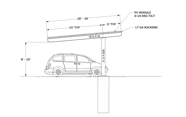 Solar Single Column Single Carport Structures Corp