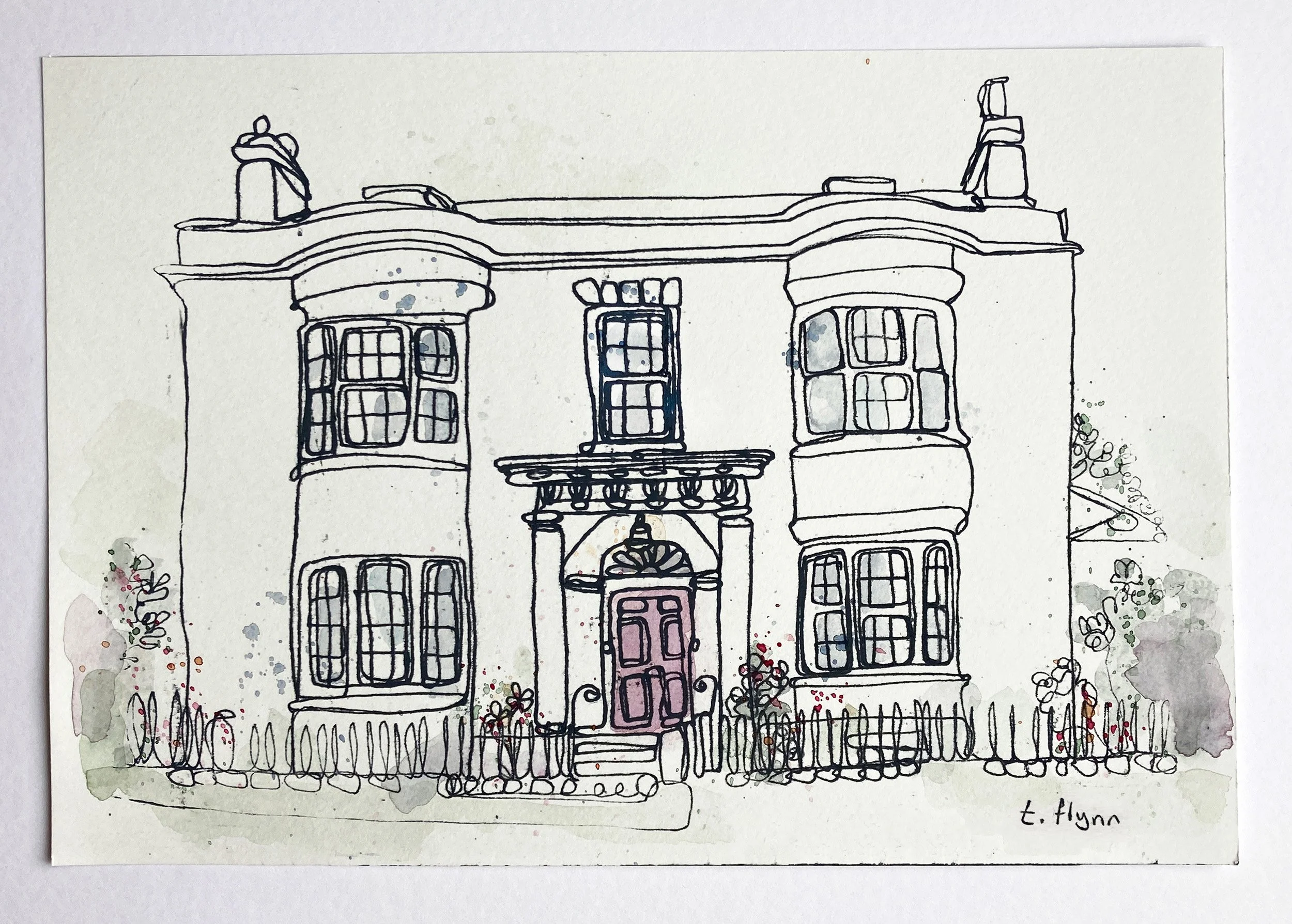 Custom House Portrait / architecture COLOUR Monoprint — Tracey Flynn