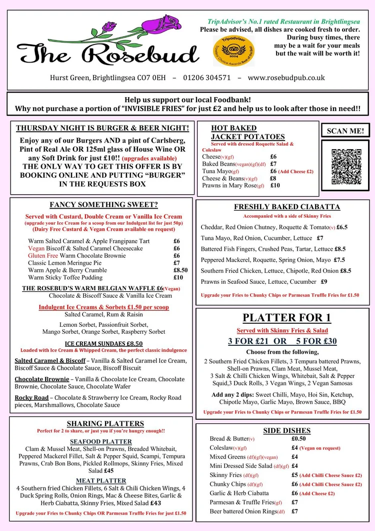Our Menu — The Rosebud seafood restaurant & pub