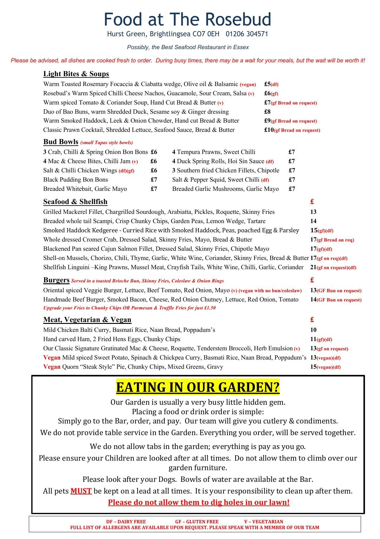 Our Menu — The Rosebud seafood restaurant & pub