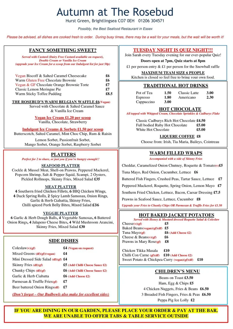 Our Menu — The Rosebud seafood restaurant & pub