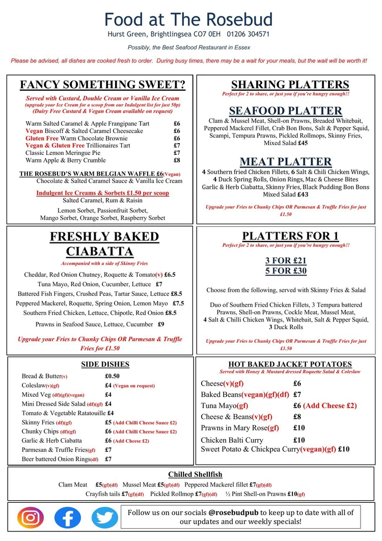 Our Menu — The Rosebud seafood restaurant & pub