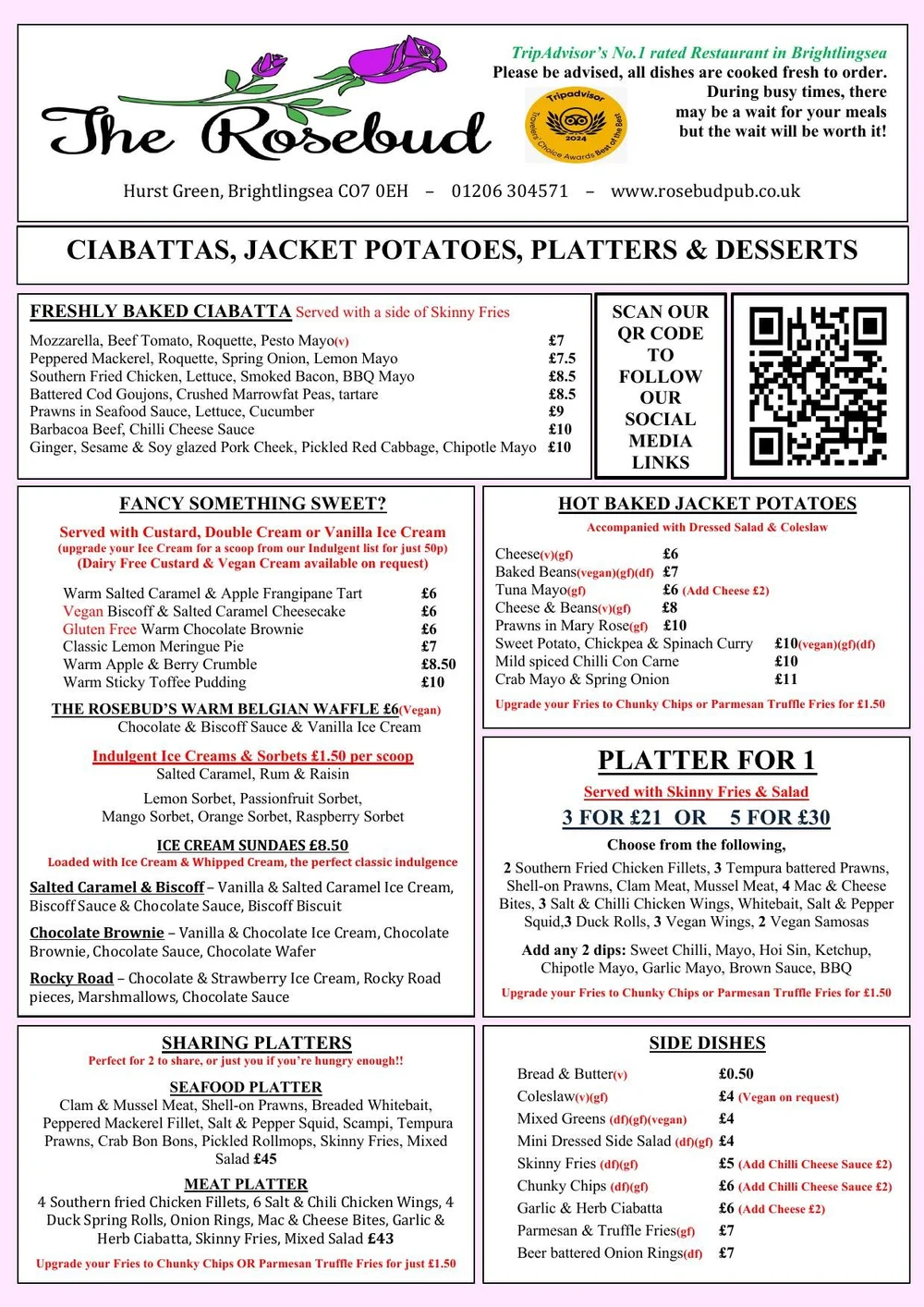 Our Menu — The Rosebud seafood restaurant & pub