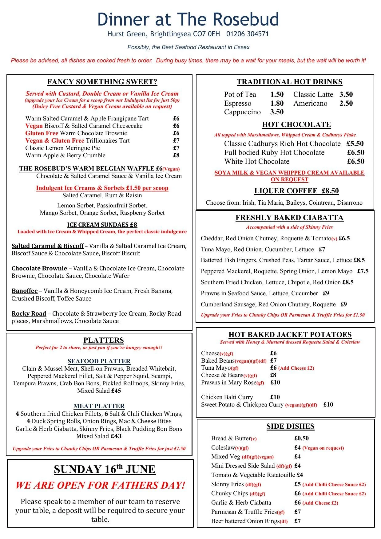 Our Menu — The Rosebud seafood restaurant & pub