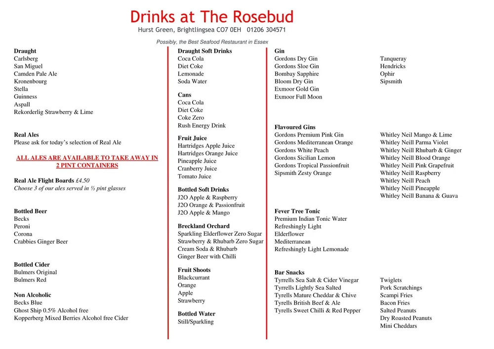 Our Menu — The Rosebud seafood restaurant & pub