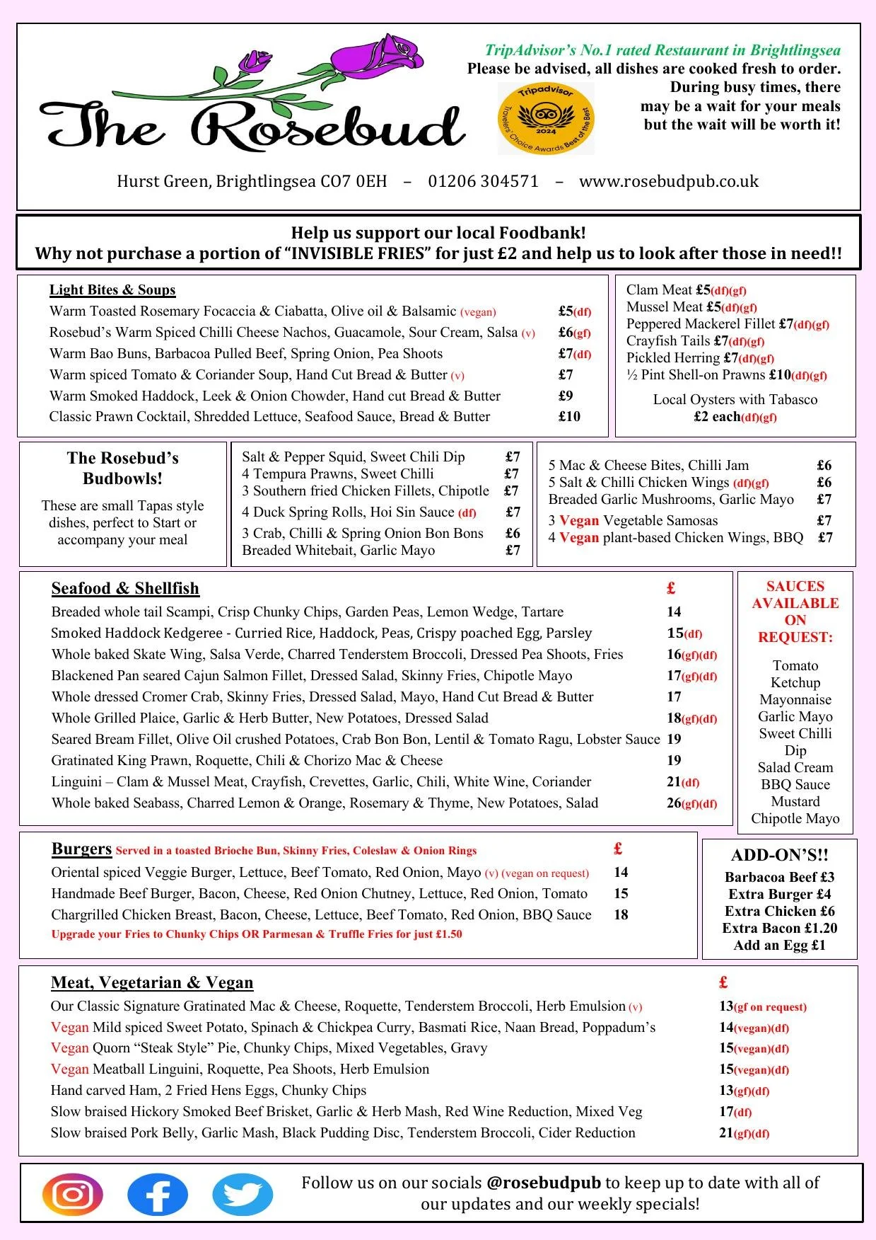 Our Menu — The Rosebud seafood restaurant & pub
