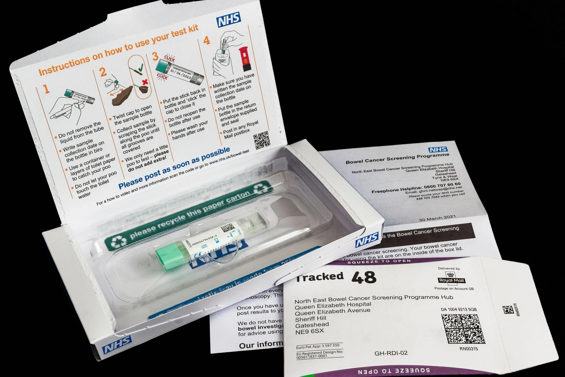 NHS Bowel Cancer Test Kit — Contains Moderate Peril