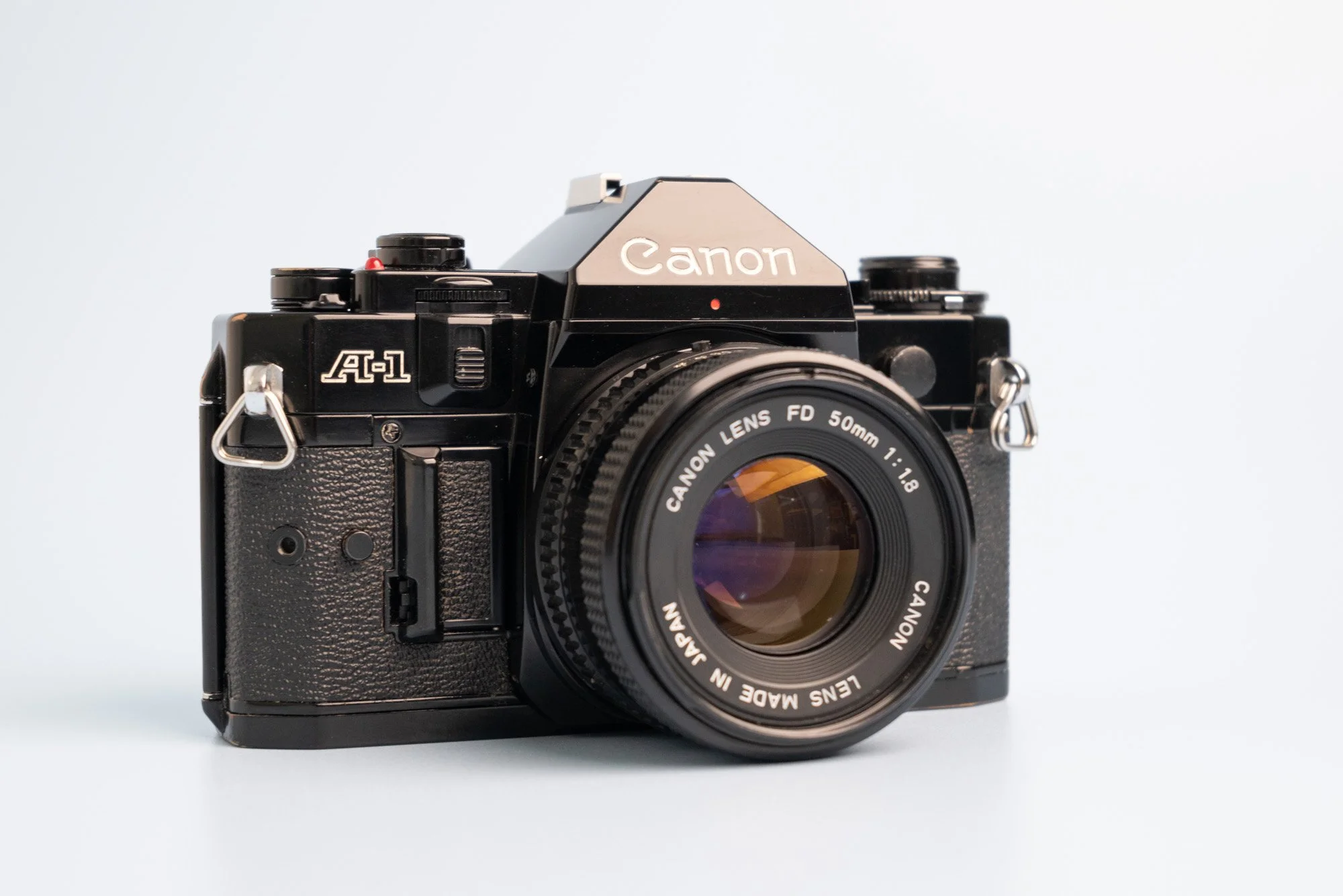 Canon A-1 35mm Film SLR Camera with Canon FD 50mm F 1.8 Lens, Battery ...