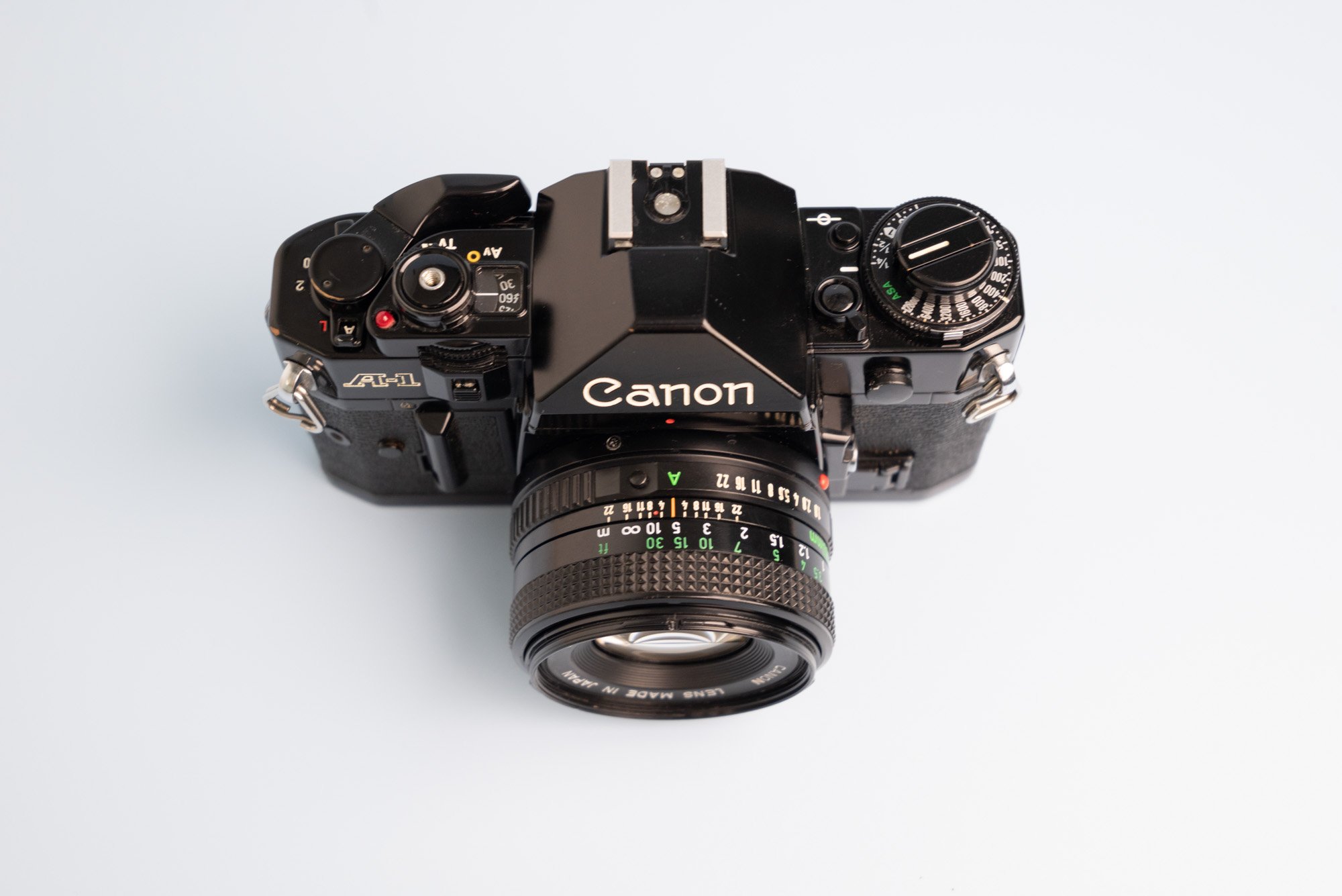 Canon A-1 35mm Film SLR Camera with Canon FD 50mm F 1.8 Lens, Battery ...