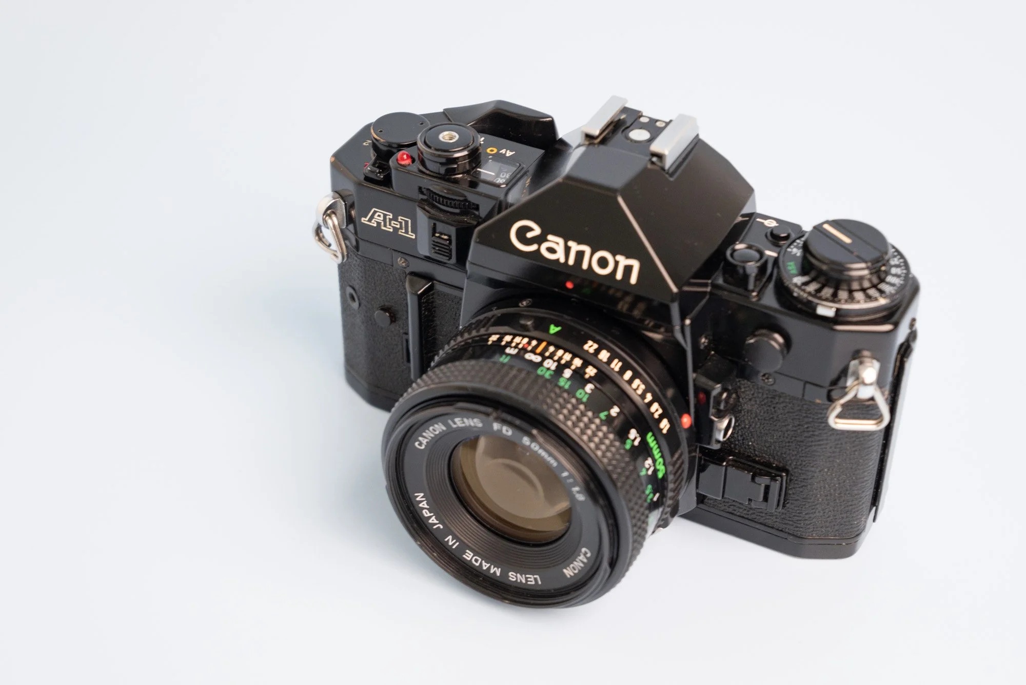 Canon A-1 35mm Film SLR Camera with Canon FD 50mm F 1.8 Lens, Battery ...