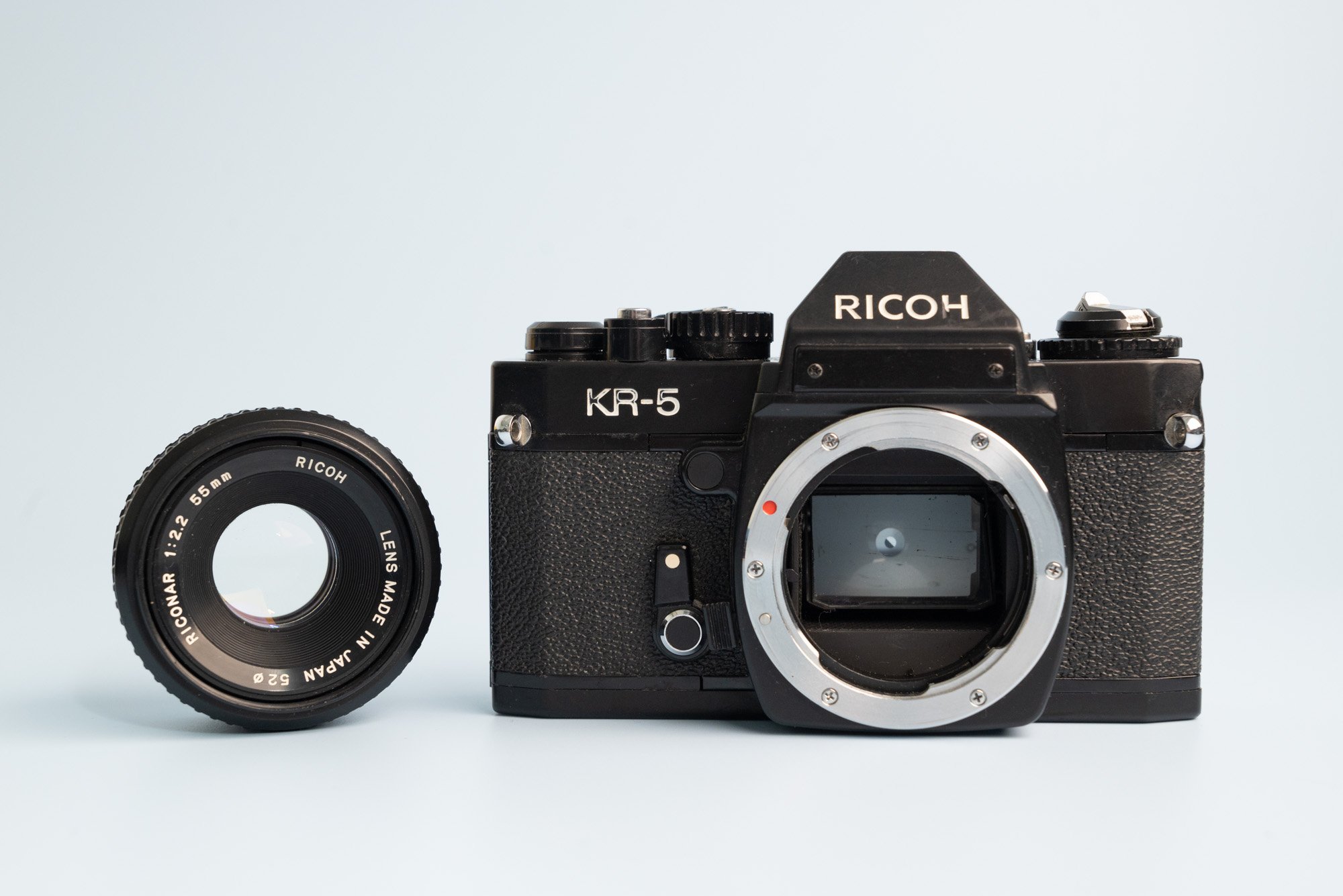 Ricoh KR5 35mm Film SLR Camera with Riconar 55mm f/2.2 Prime Lens and ...