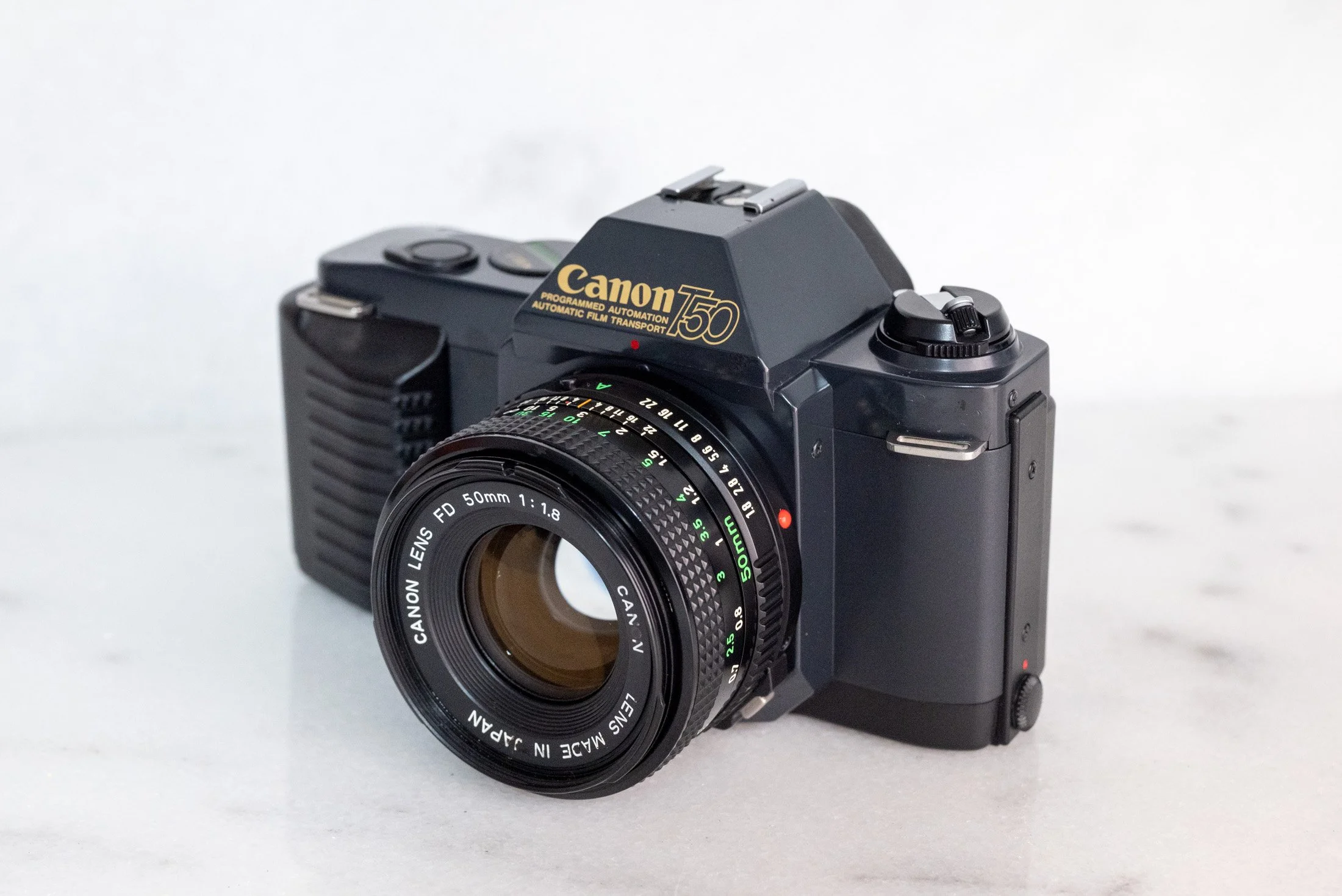Canon T50 35mm Film SLR Camera with FD 50mm F/1.8 Fast Prime Lens ...