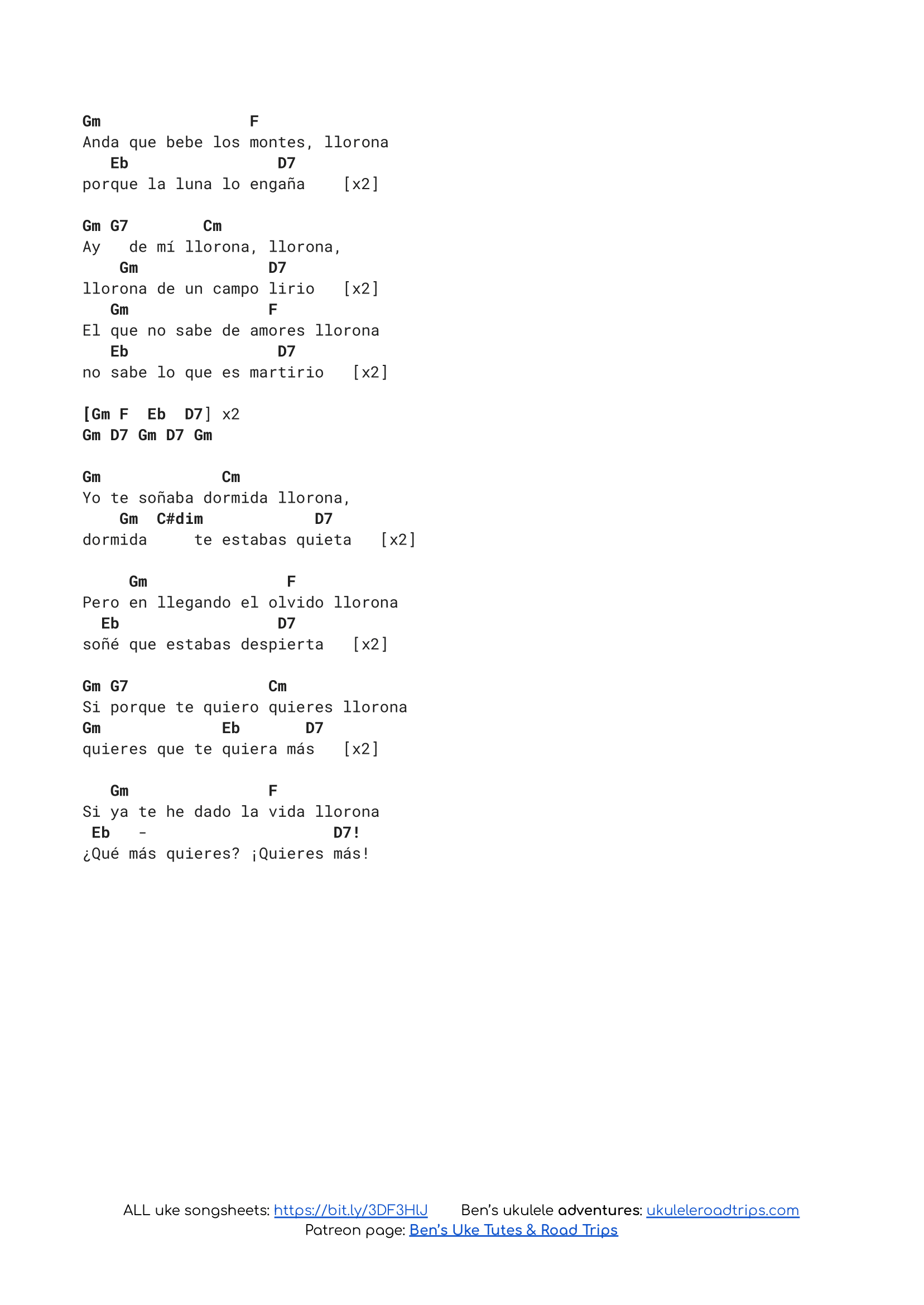 La Llorona by Chavela Vargas with chords, strum & tutorial — Ukulele ...