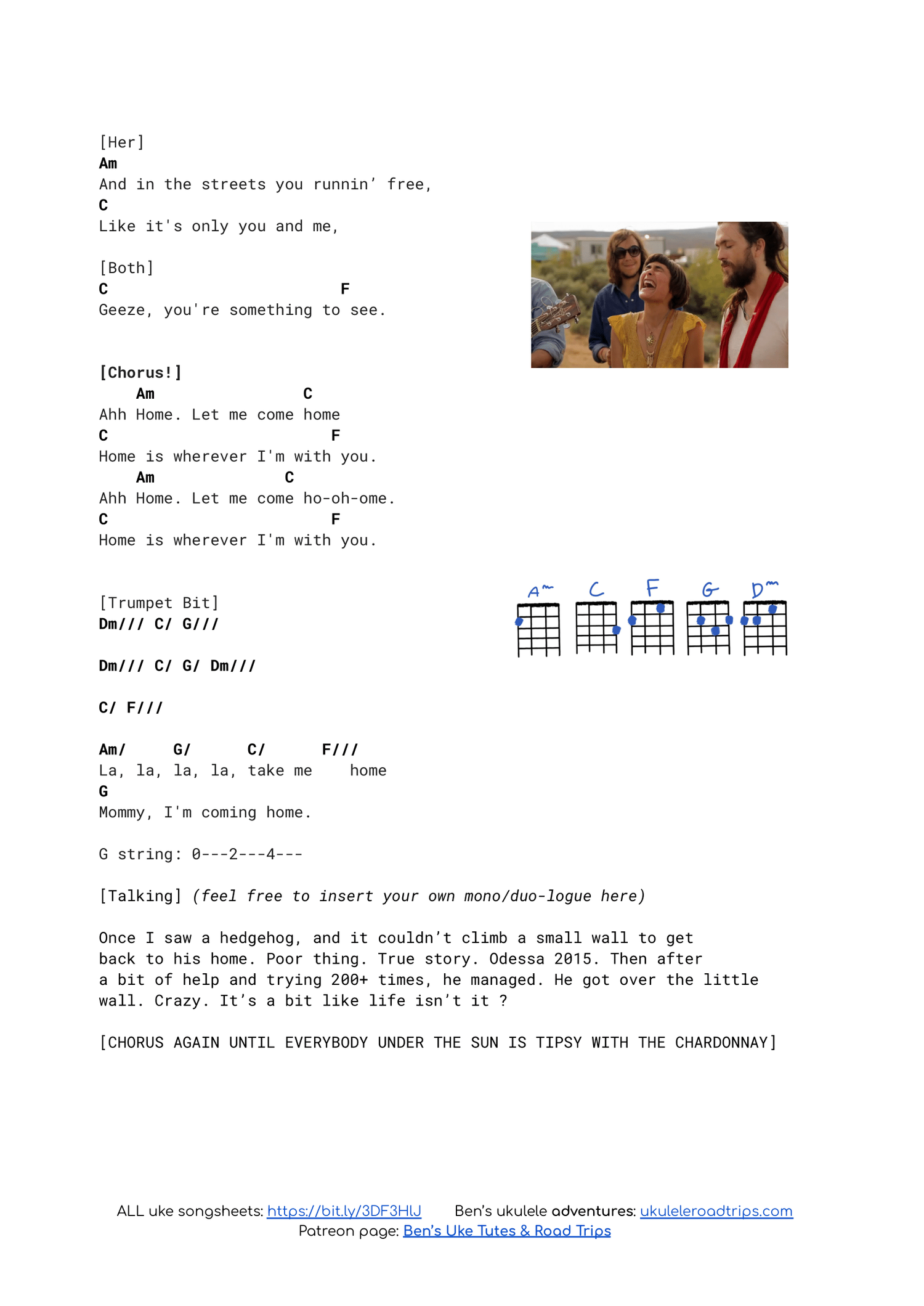 Home by Edward Sharpe and the Magnetic Zeros with chords, strums ...