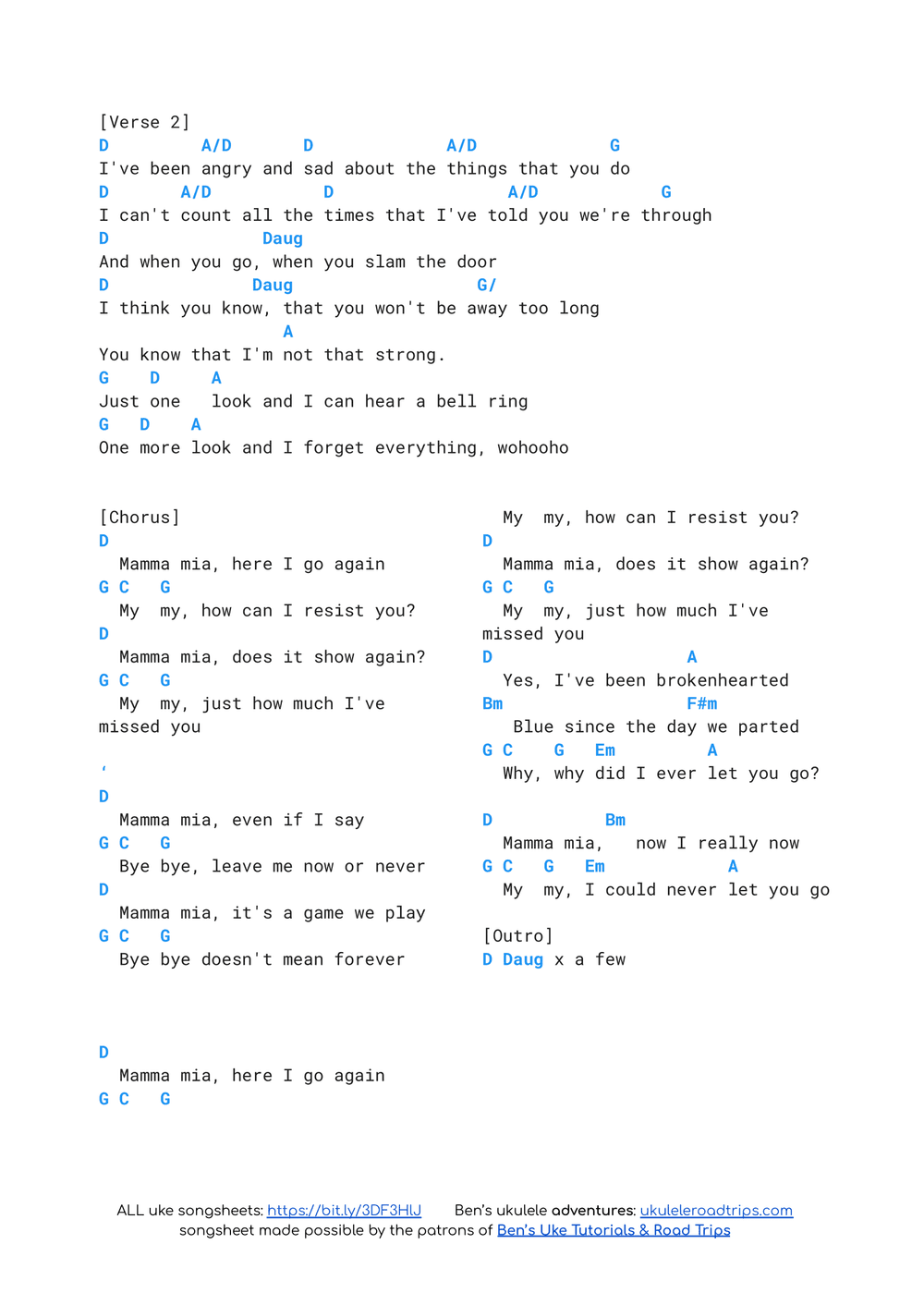 Mamma Mia by Abba with chords, strum & tutorial — Ukulele Road Trips