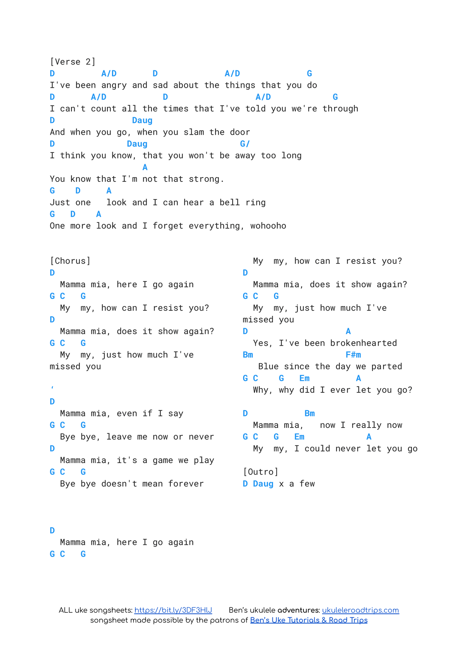 Mamma Mia by Abba with chords, strum & tutorial — Ukulele Road Trips