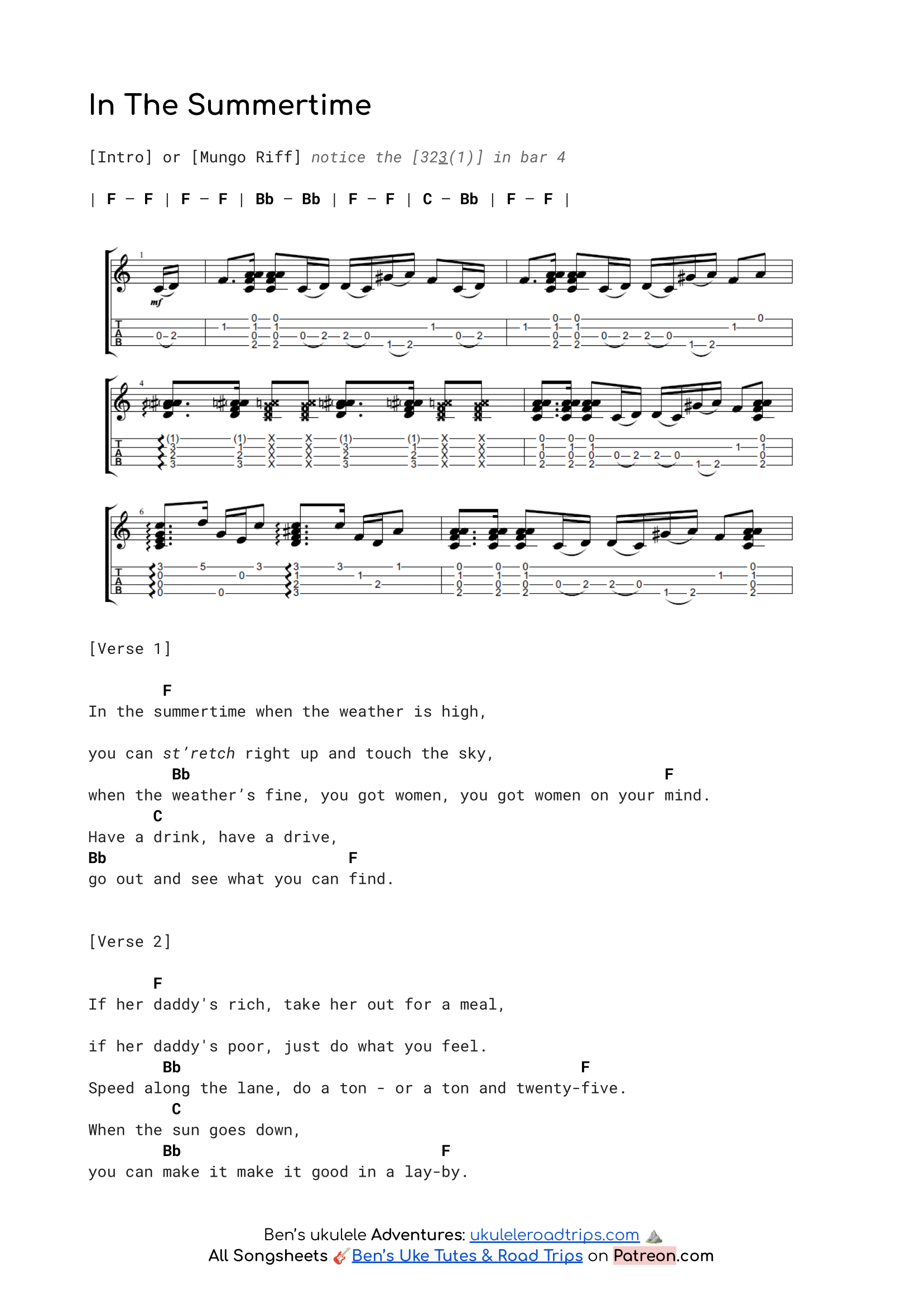 In The Summertime by Mungo Jerry with chords, strum & tutorial ...