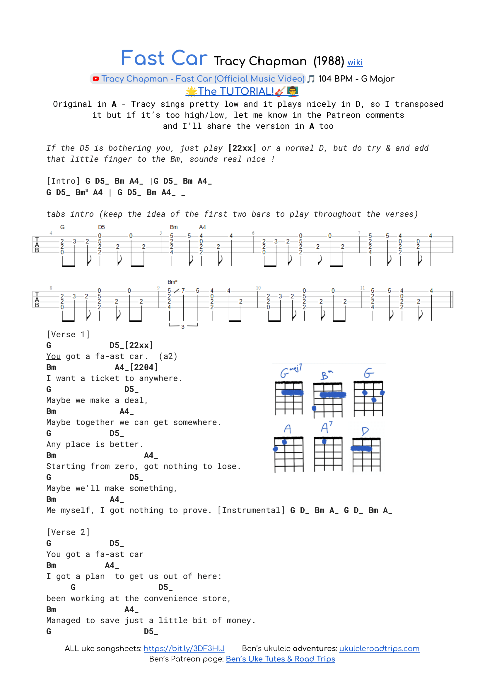 Car Radio Chords Ukulele