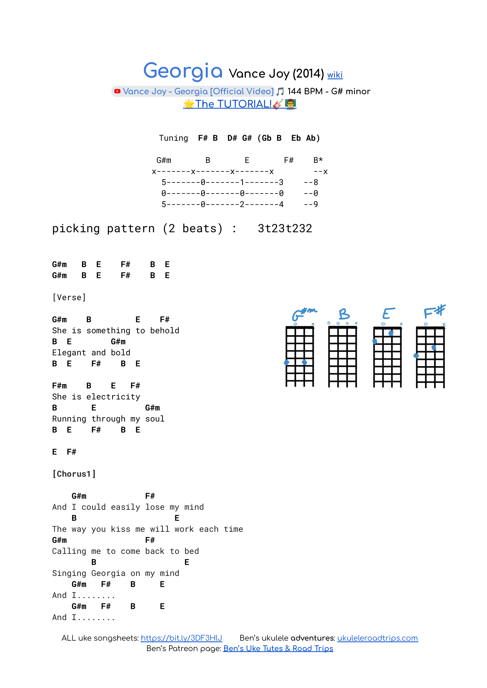 Georgia by Vance Joy with chords, strum & tutorial — Ukulele Road Trips