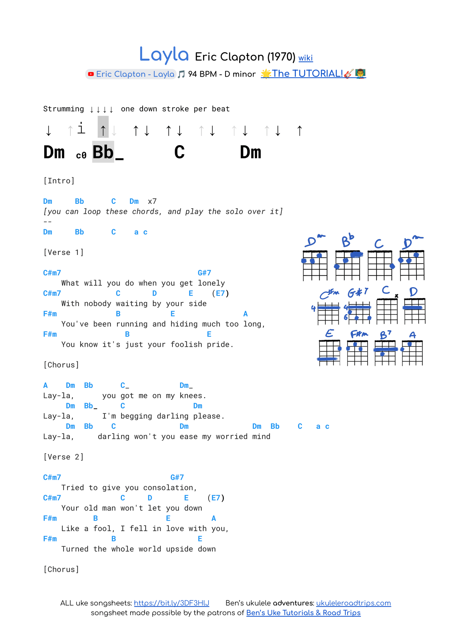 Layla by Eric Clapton with chords, strum & tutorial — Ukulele Road Trips